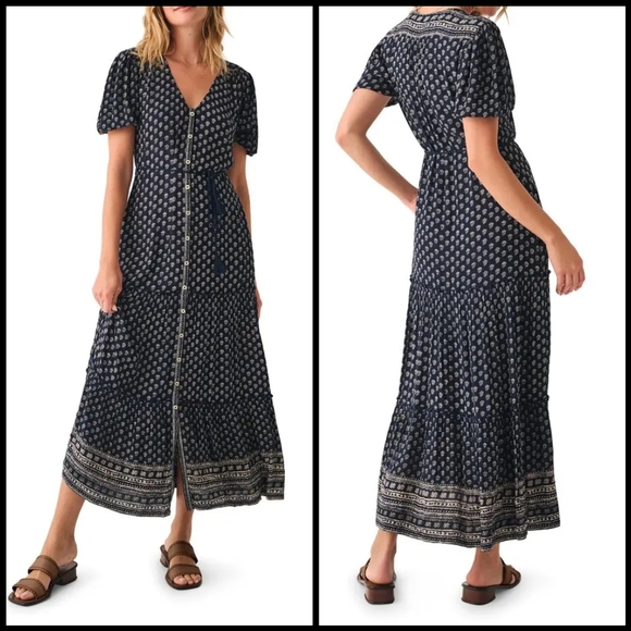 Faherty | Dresses | Euc Faherty Orinda Long Sleeve Button Front Maxi ...